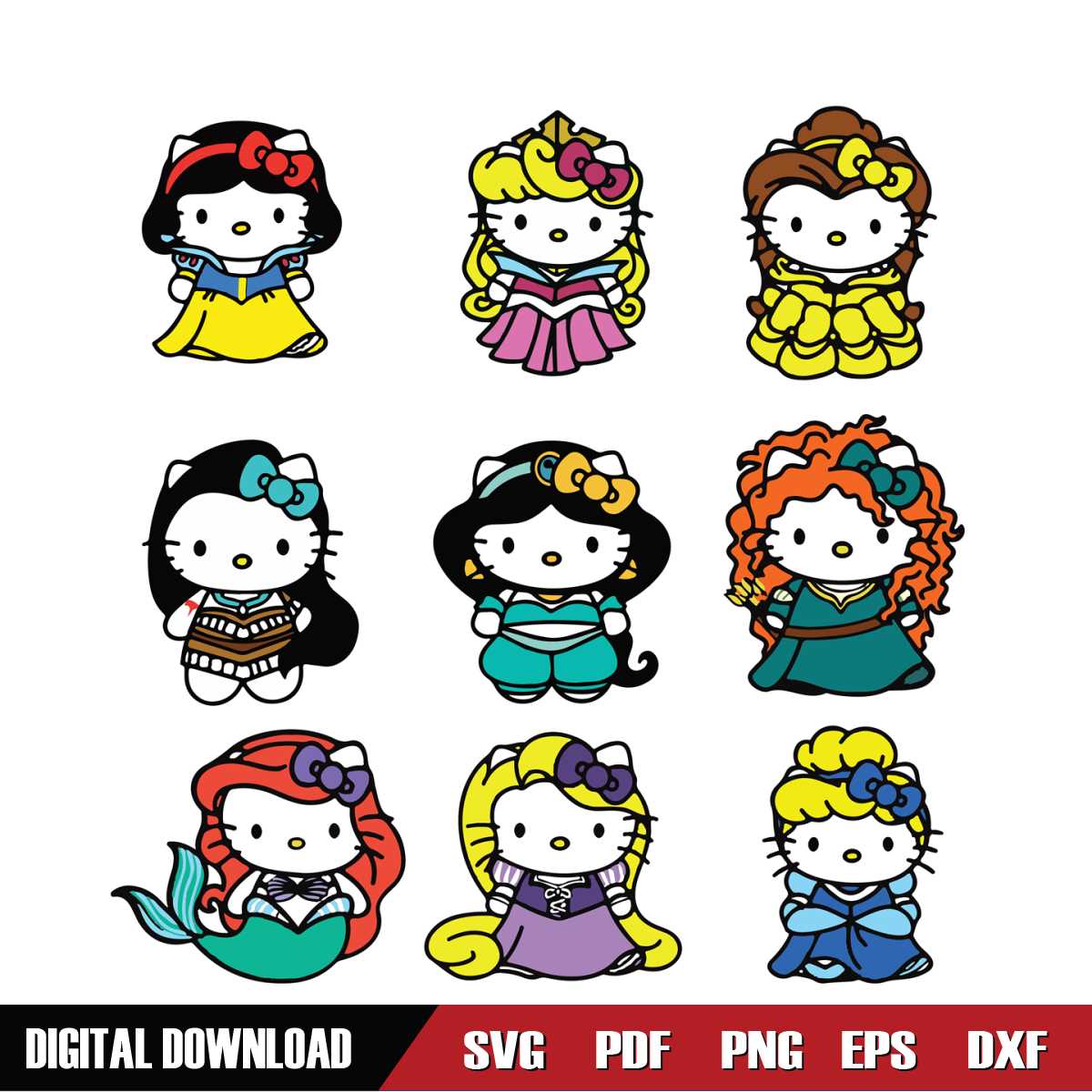 Hello Kitty Disney Princess Svg, Hello Kitty Svg, Ariel Svg, | Inspire ...