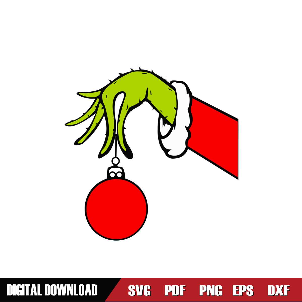 Grinch hand holding ornament SVG, Christmas ornament ball sv | Inspire ...