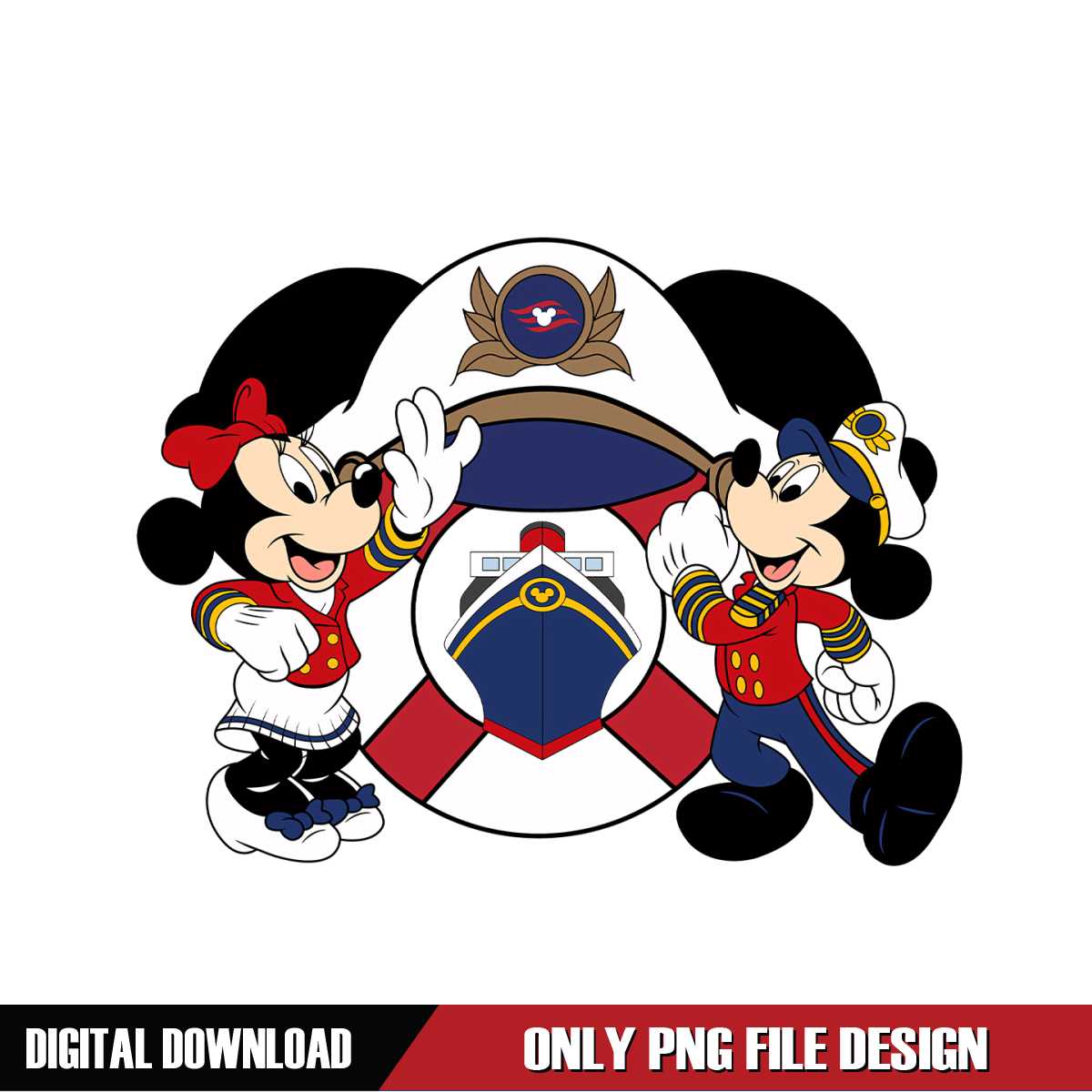 Mickey Minnie Captain Mouse Cruise Line PNG | Inspire Uplift