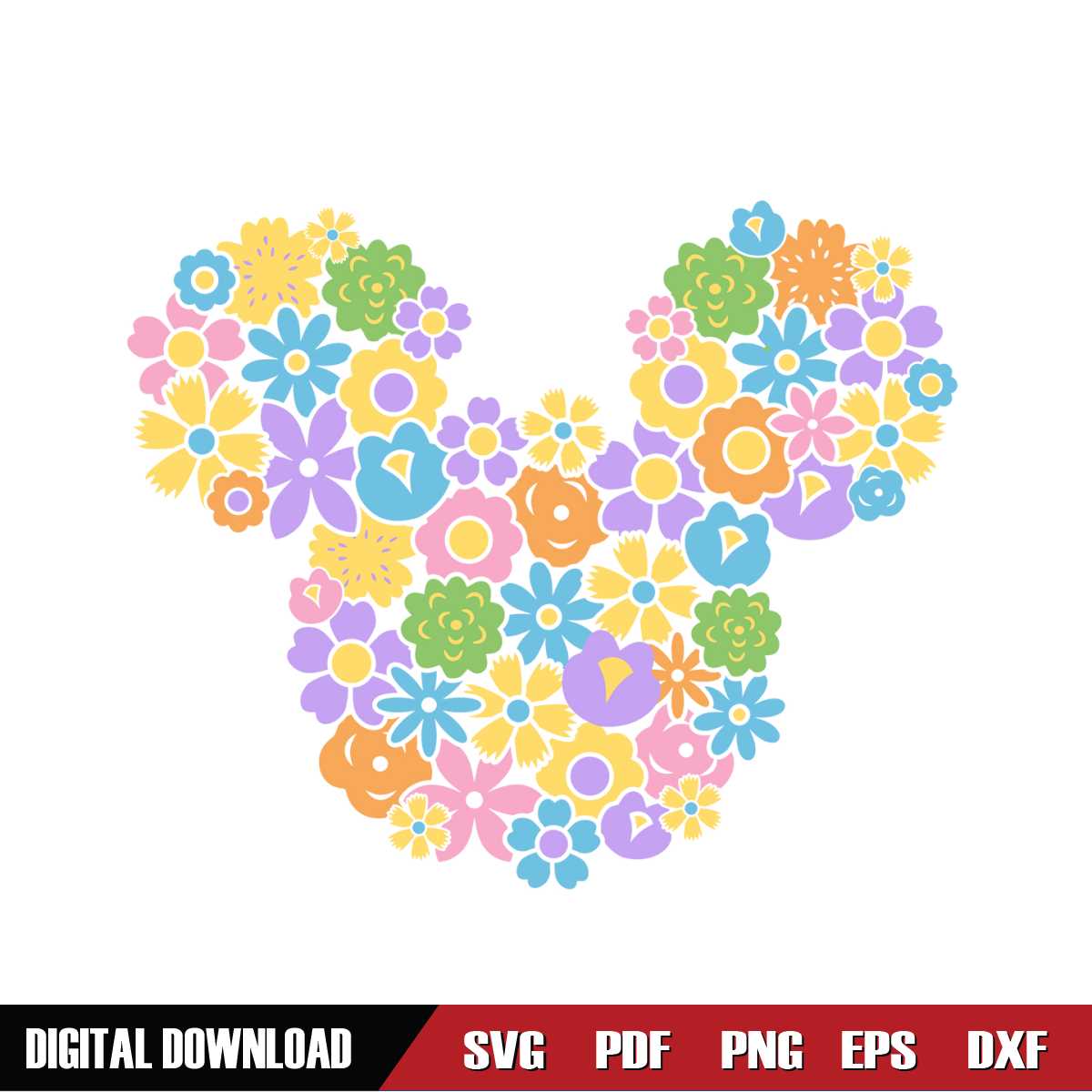 Love Mickey Mouse Floral Svg | Inspire Uplift