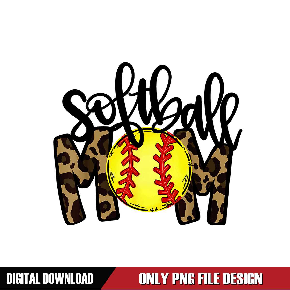 Softball Mom Wild Leopard Print Sport PNG | Inspire Uplift