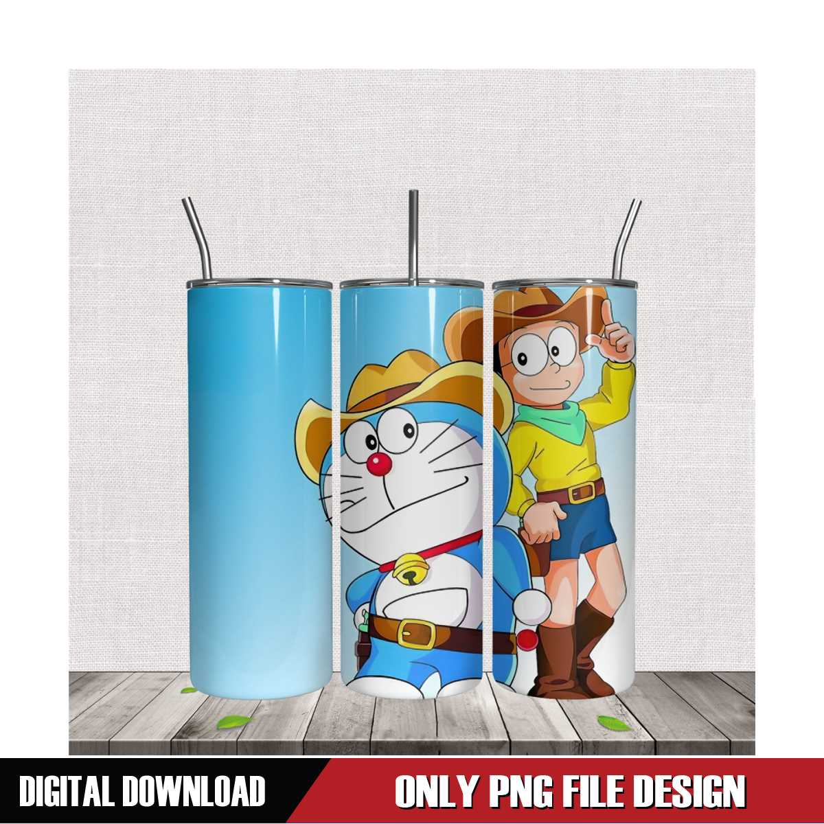 Doraemon Tumbler Universe Cowboys Design PNG | Inspire Uplift