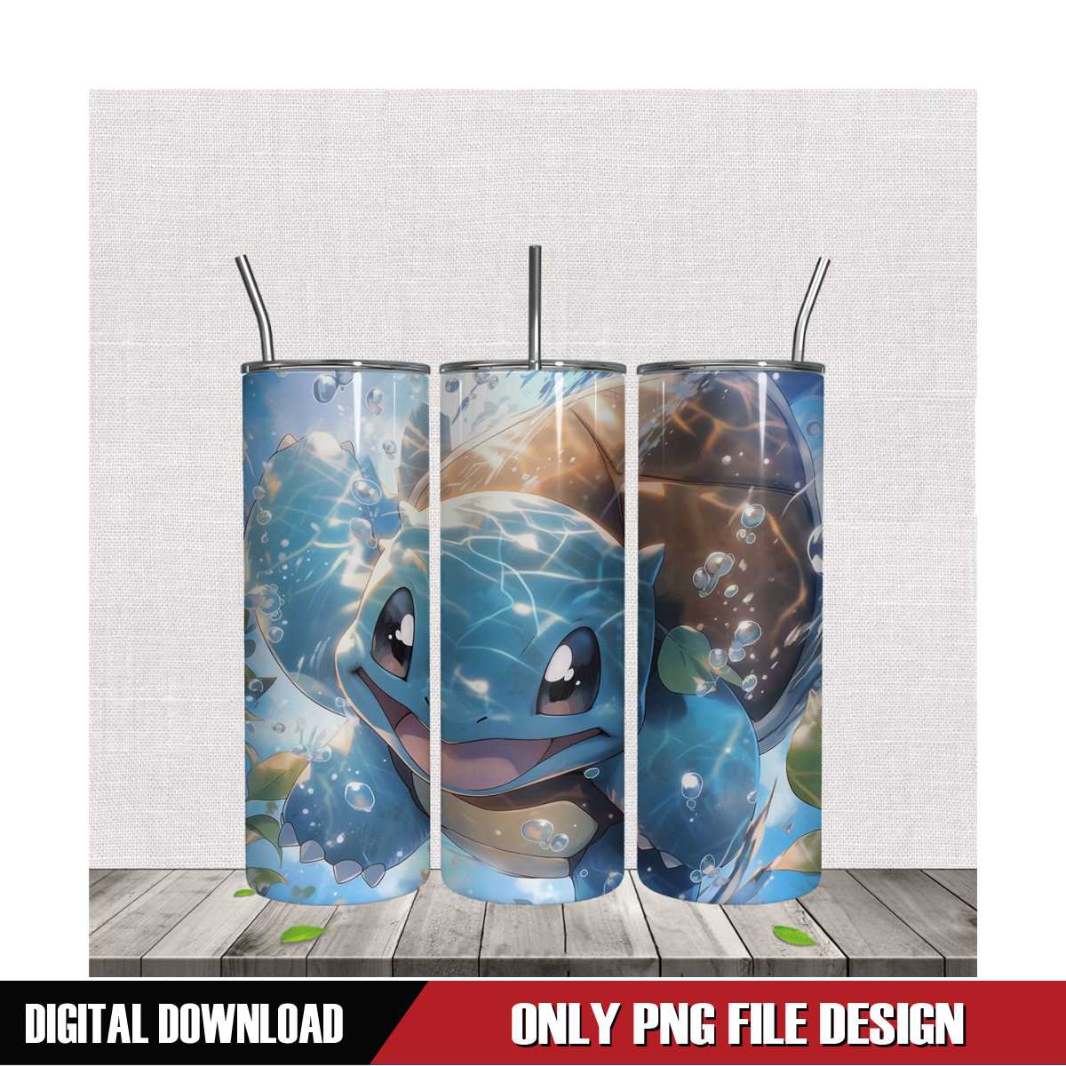 Squirtle Pokemon Skinny Tumbler Sublimation PNG | Inspire Uplift