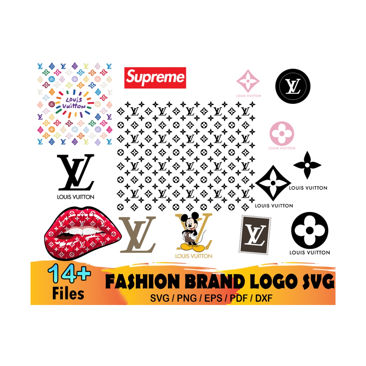 Louis Vuitton Bundle Svg, LV Lips Svg, LV Pattern, LV Mickey | Inspire ...