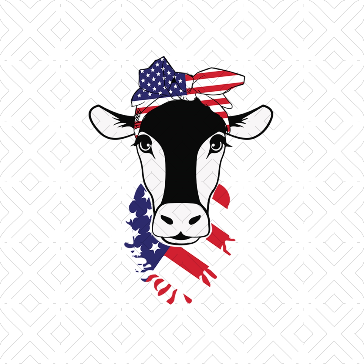 America Cow Head Svg, Independence Svg, Cow With Flag Bow, J | Inspire ...