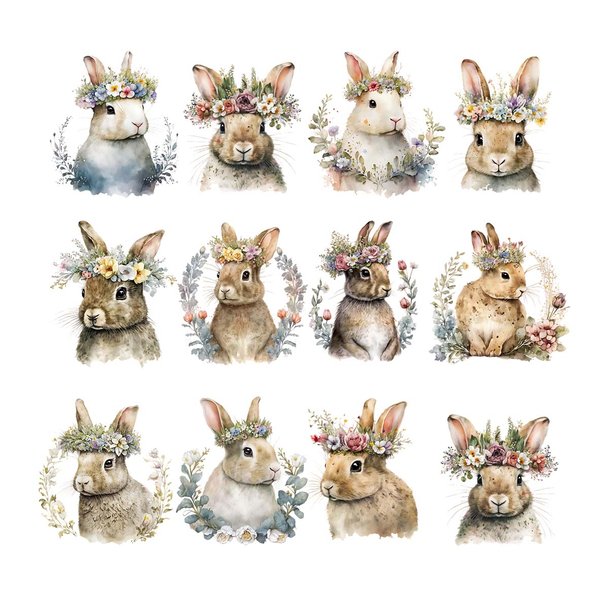 Spring Bunny Clipart | Easter Bunny Clipart | Floral Bunny | | Inspire ...