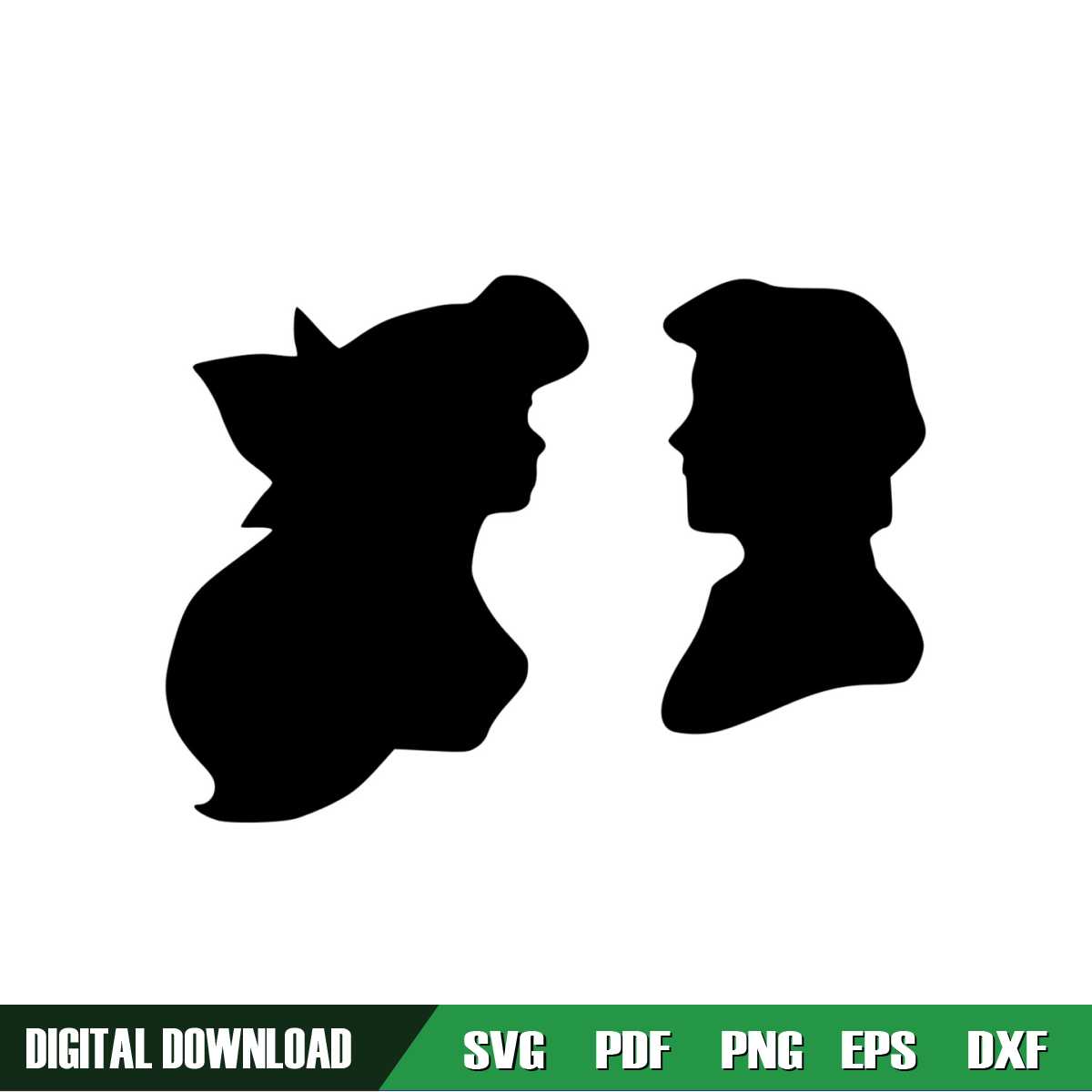 Little Princess Ariel and Prince Eric Head Silhouette SVG | Inspire Uplift