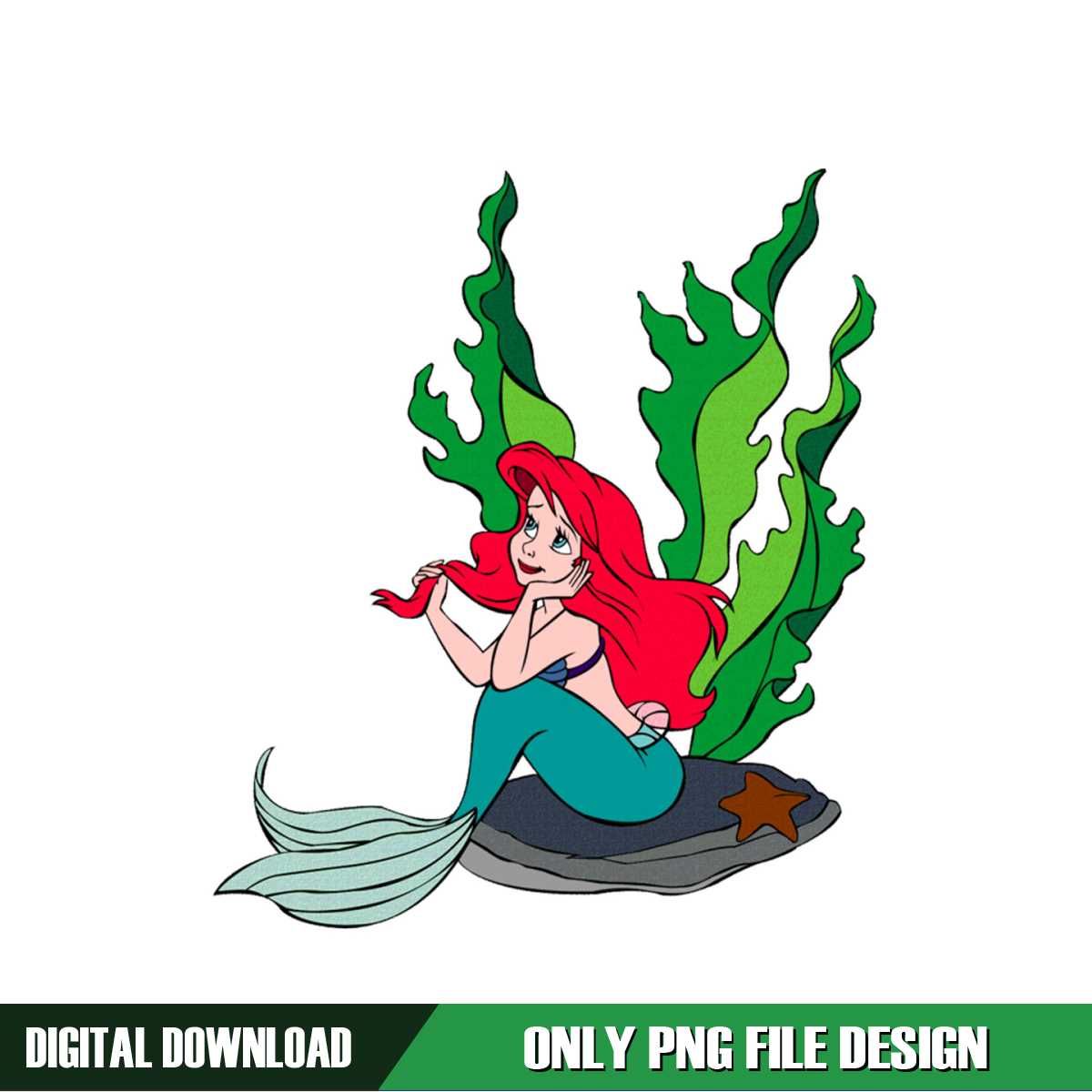 Princess Ariel Sitting Under The Sea The Little Mermaid PNG | Inspire ...