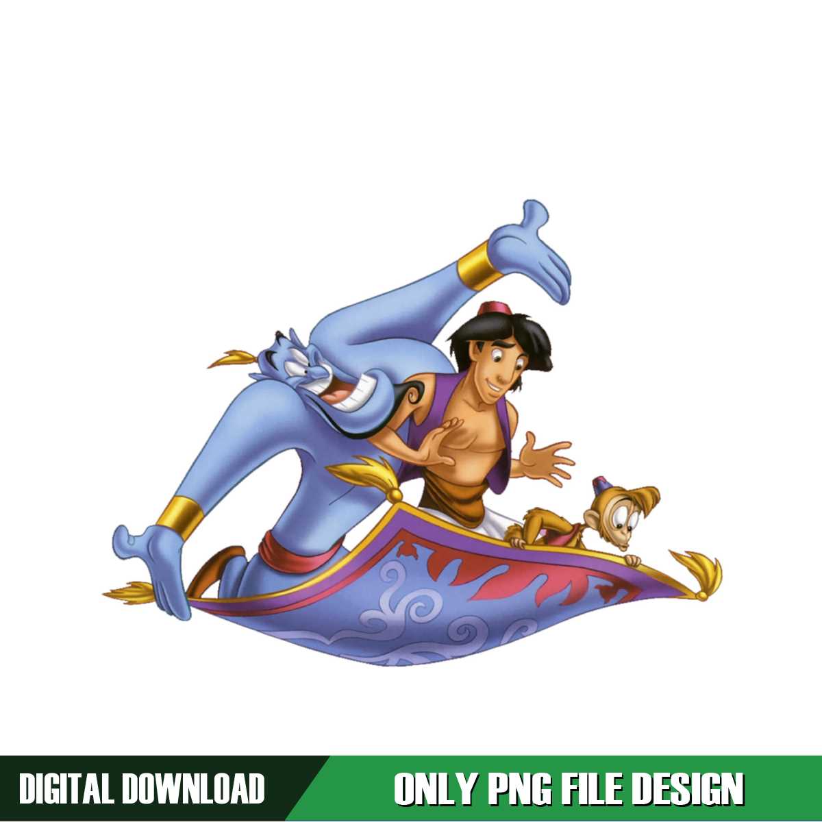 Aladdin Genie Abu On The Flying Carpet Disney Cartoon PNG Su | Inspire ...