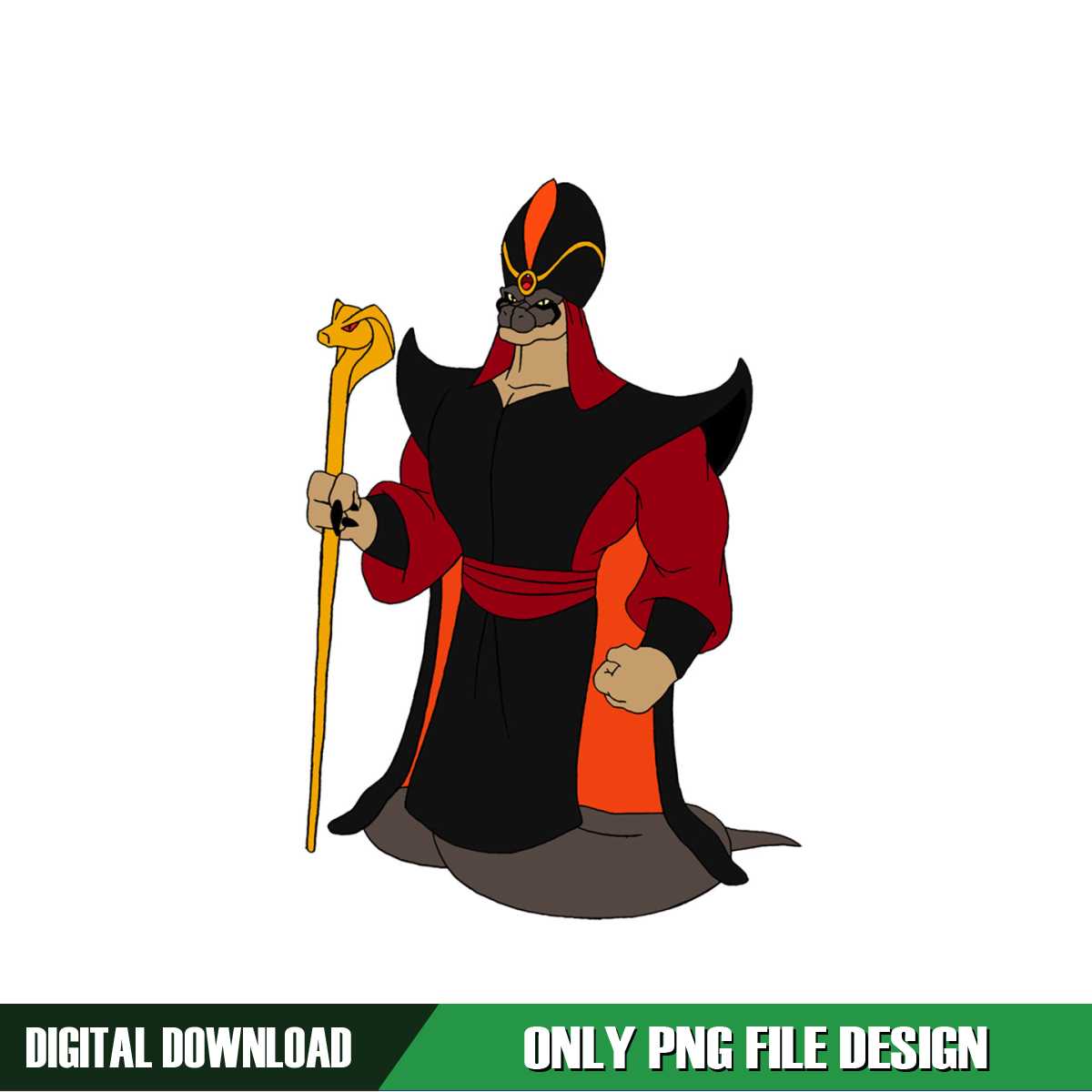 Sorcerer Jafar Cobra Form Disney Aladdin Villain PNG | Inspire Uplift