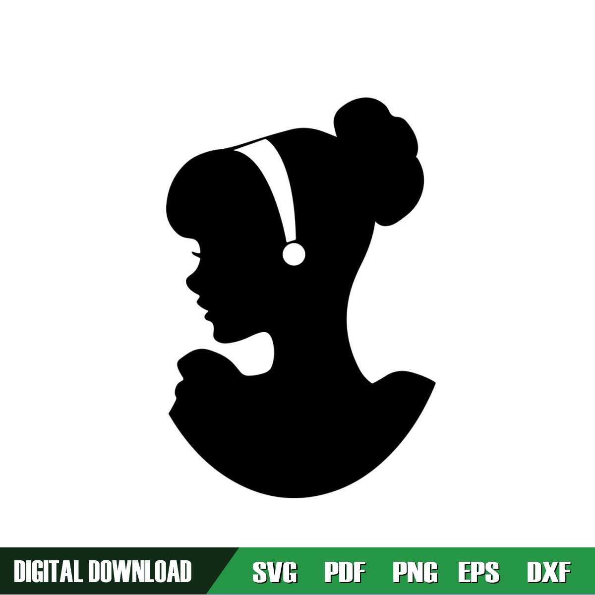 Disney Princess Cinderella Head Silhouette SVG | Inspire Uplift