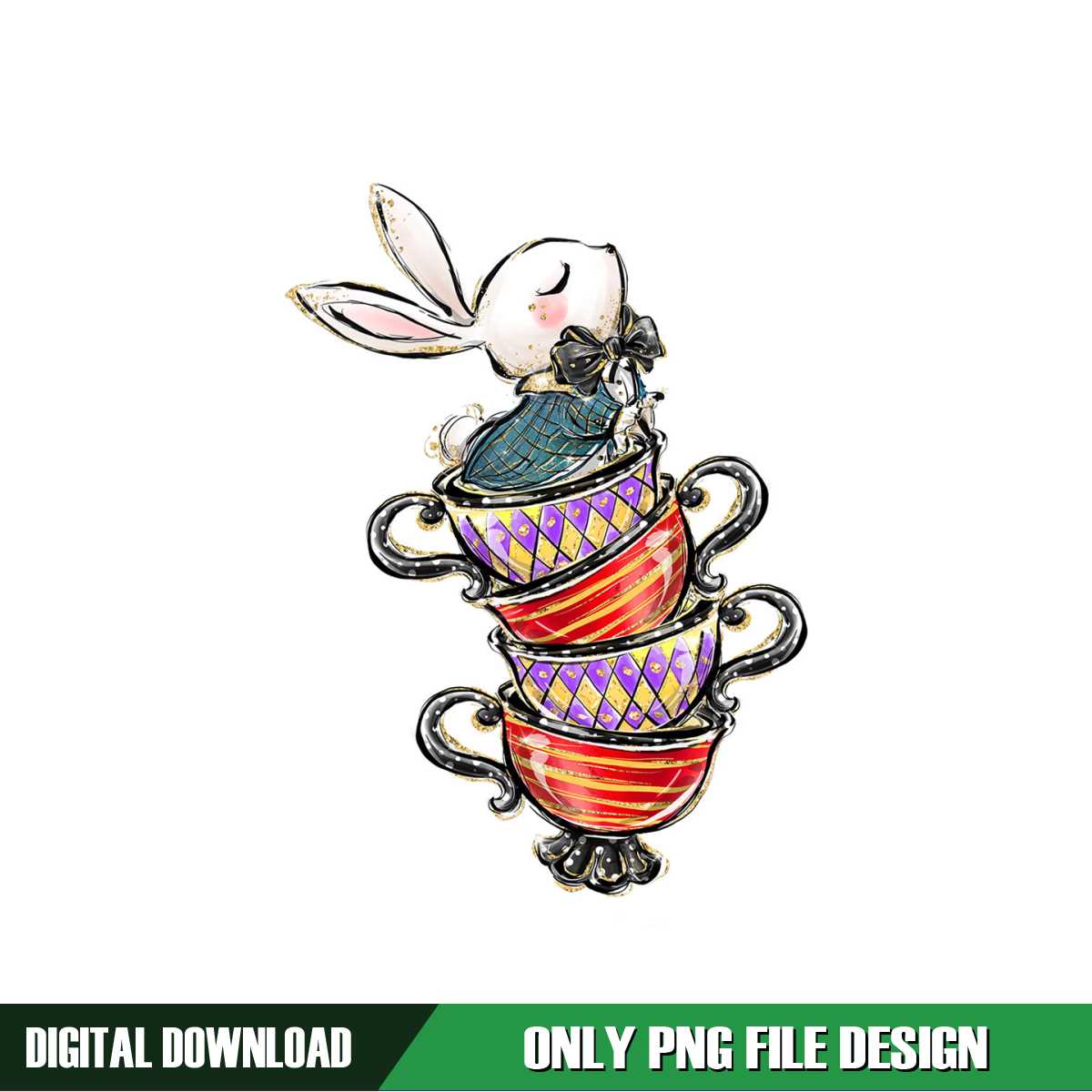 Mr. White Rabbit Alice Tea Set Wonderland Characters PNG | Inspire Uplift