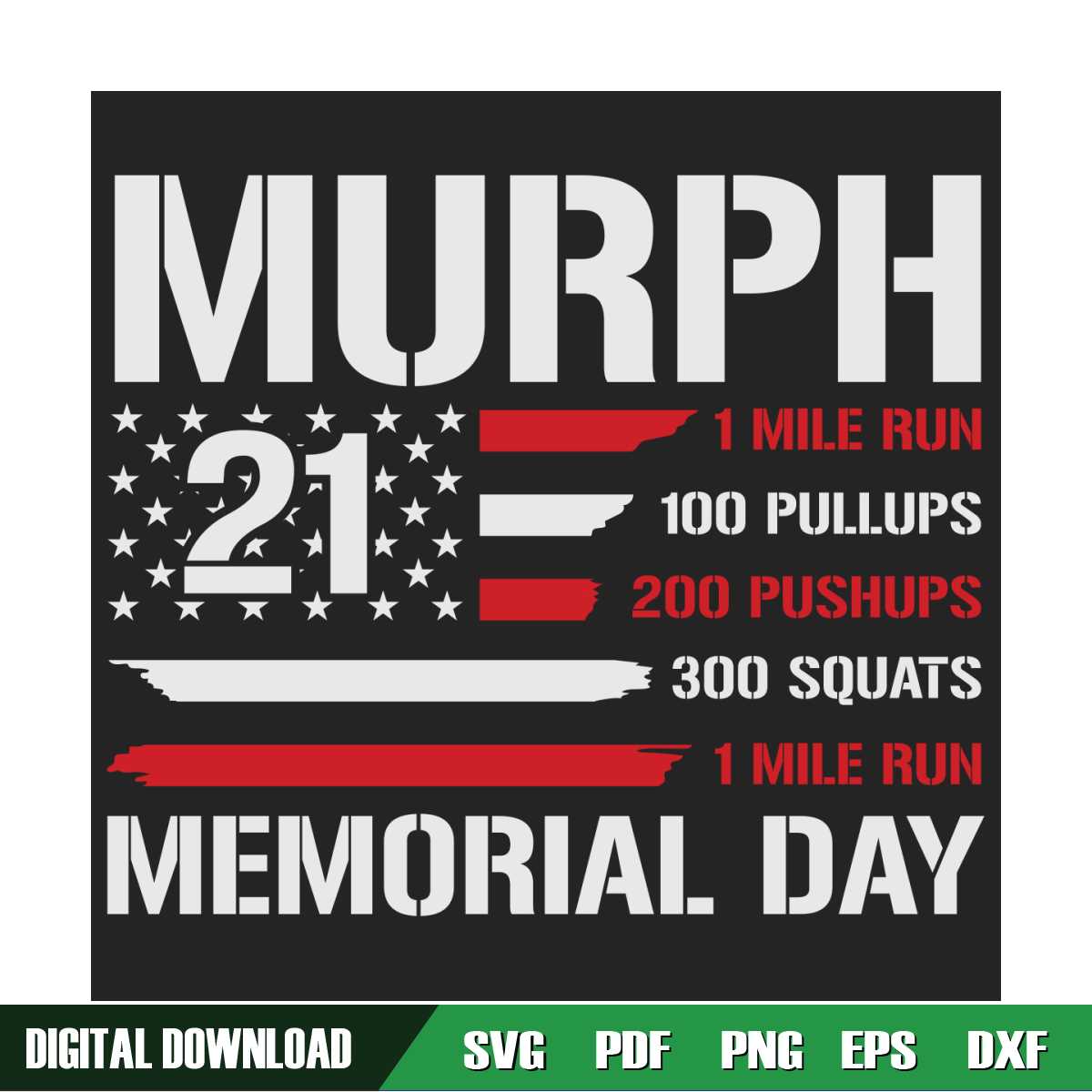 Murph 2021 American Workout Challenge Memorial Day Svg, Tren | Inspire ...