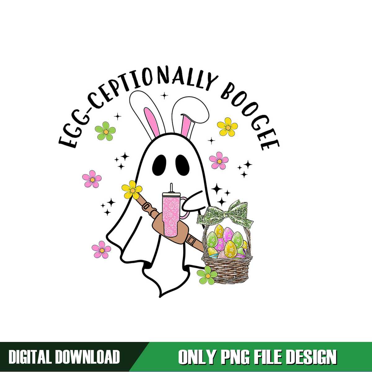 Eggceptionally Bougee Easter Bunny Ghost PNG | Inspire Uplift