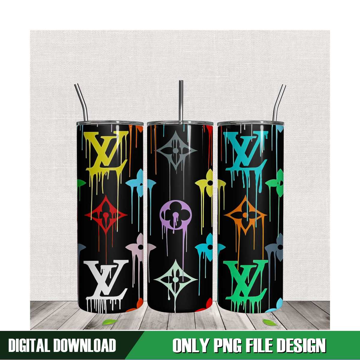 Louis Vuitton Brand Dripping Logo Tumbler Wrap PNG | Inspire Uplift