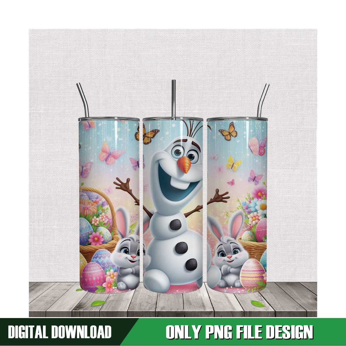 Olaf Frozen Happy Easter Skinny Tumbler Wrap PNG | Inspire Uplift
