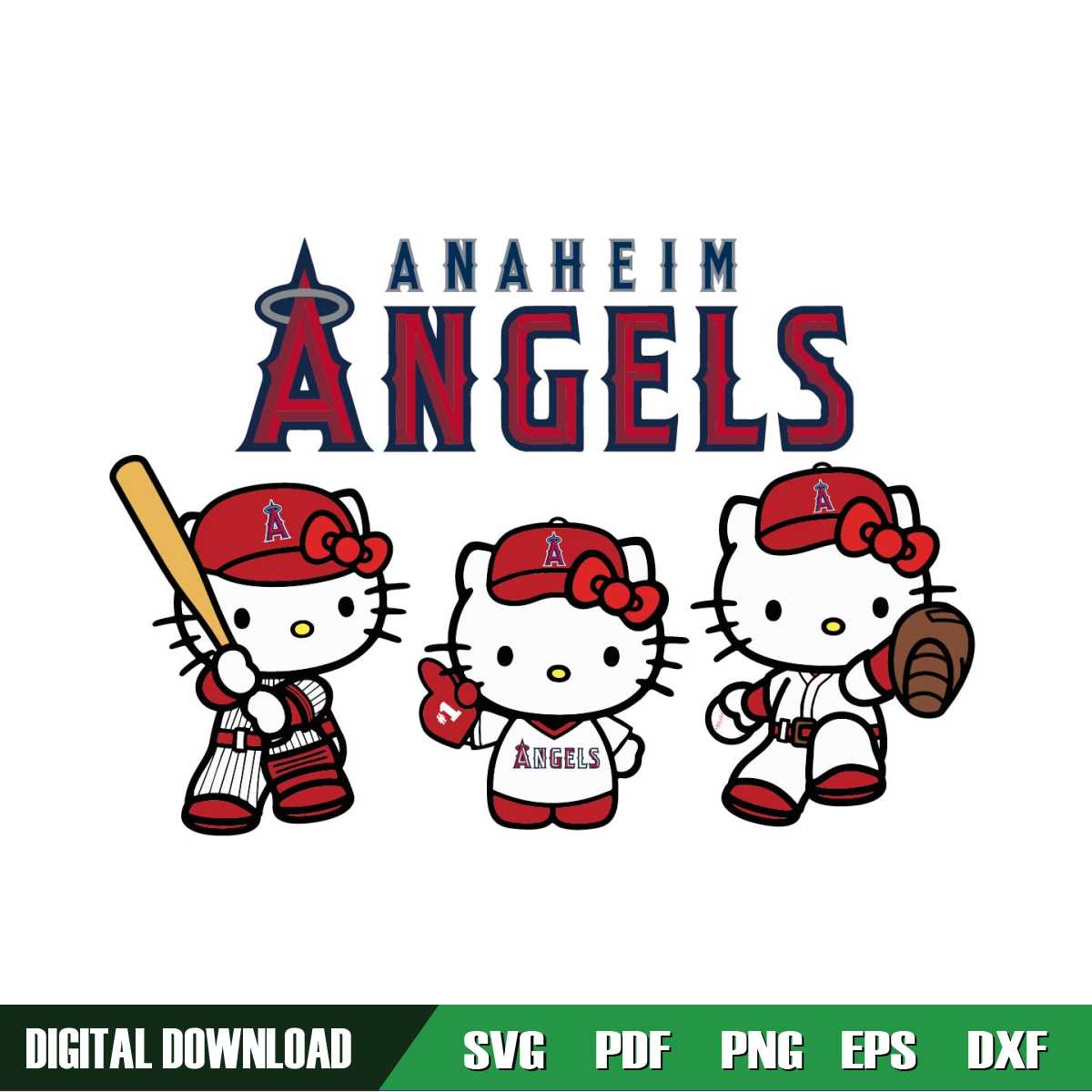 Hello Kitty Los Angeles Angels Baseball SVG PNG DXF EPS | Inspire Uplift