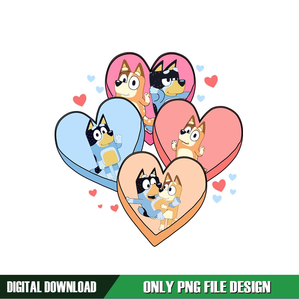 Bluey Parents Valentine Love Heart PNG | Inspire Uplift