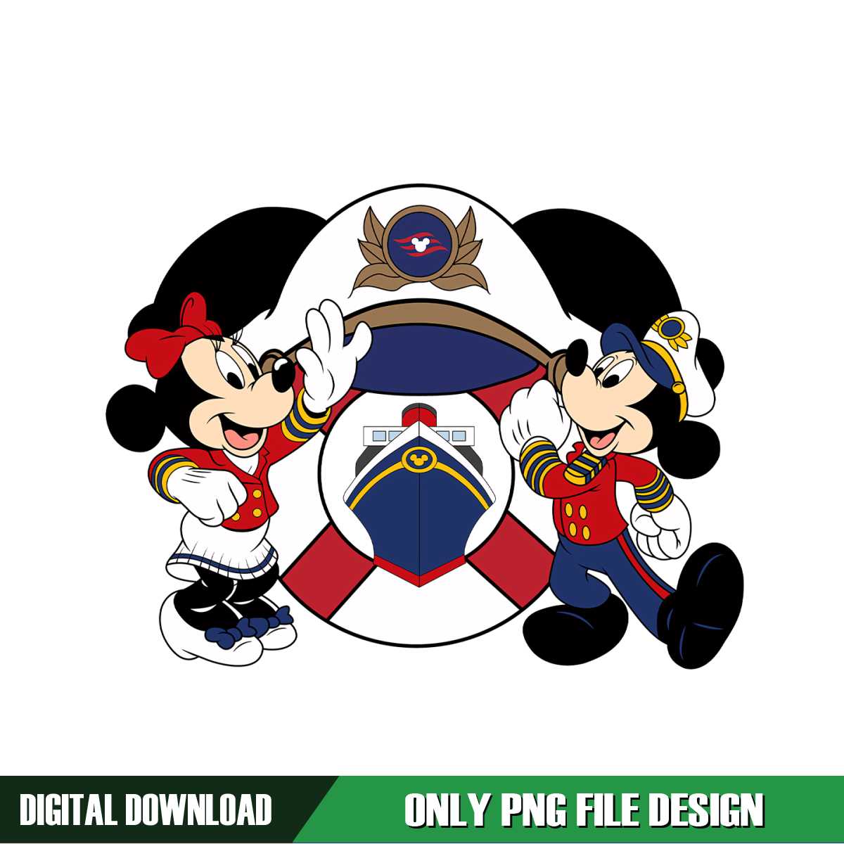 Mickey Minnie Captain Mouse Cruise Line PNG | Inspire Uplift