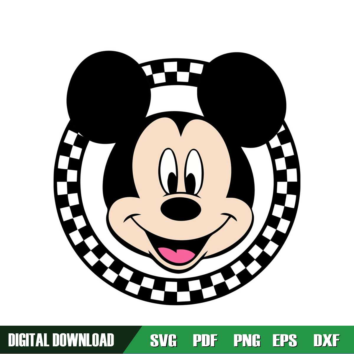 Mickey Mouse Checkered Head SVG | Inspire Uplift