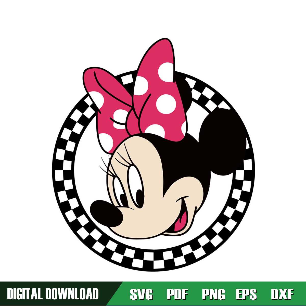 Checkered Pattern Minnie Mouse SVG | Inspire Uplift