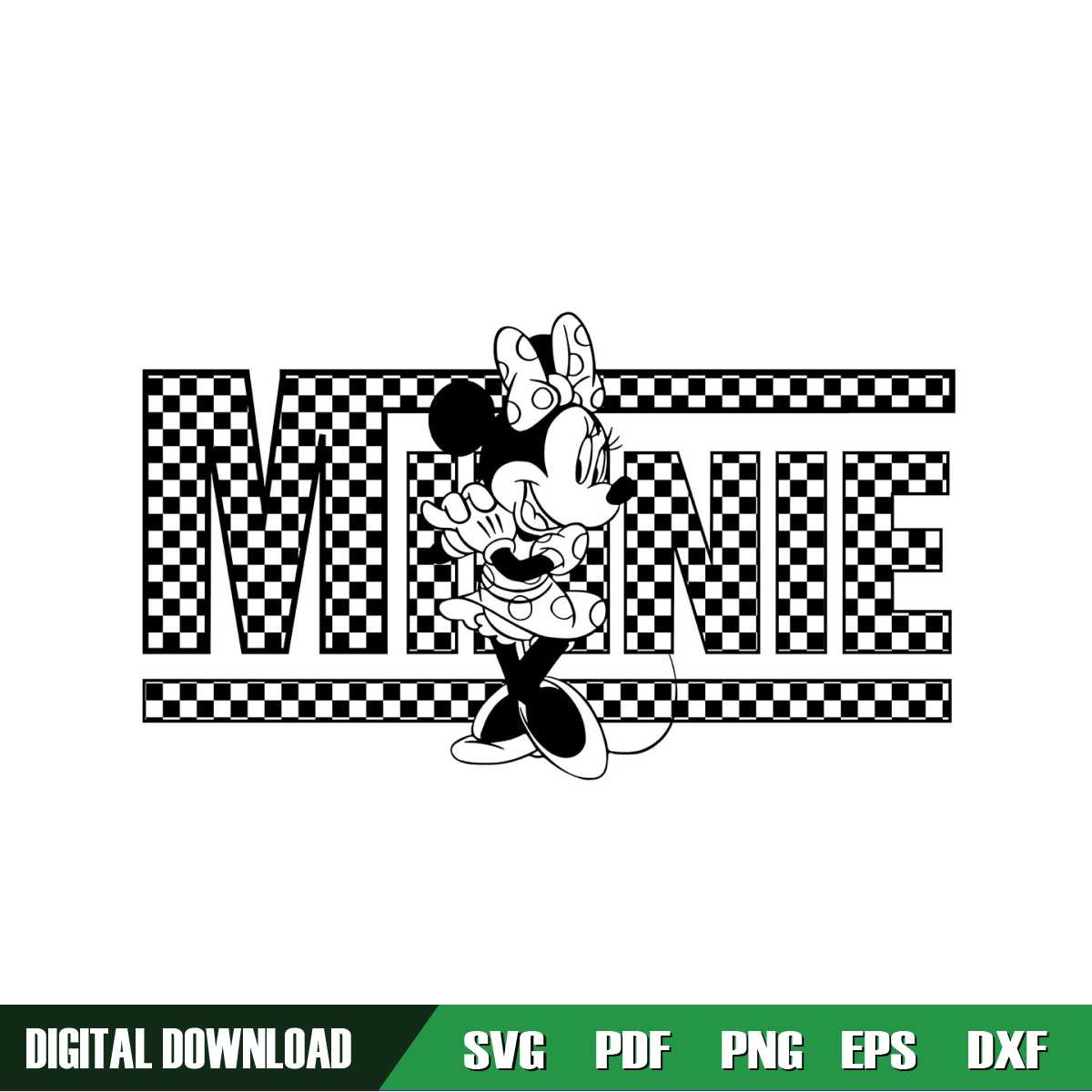 Checkered Vintage Minnie Mouse SVG | Inspire Uplift