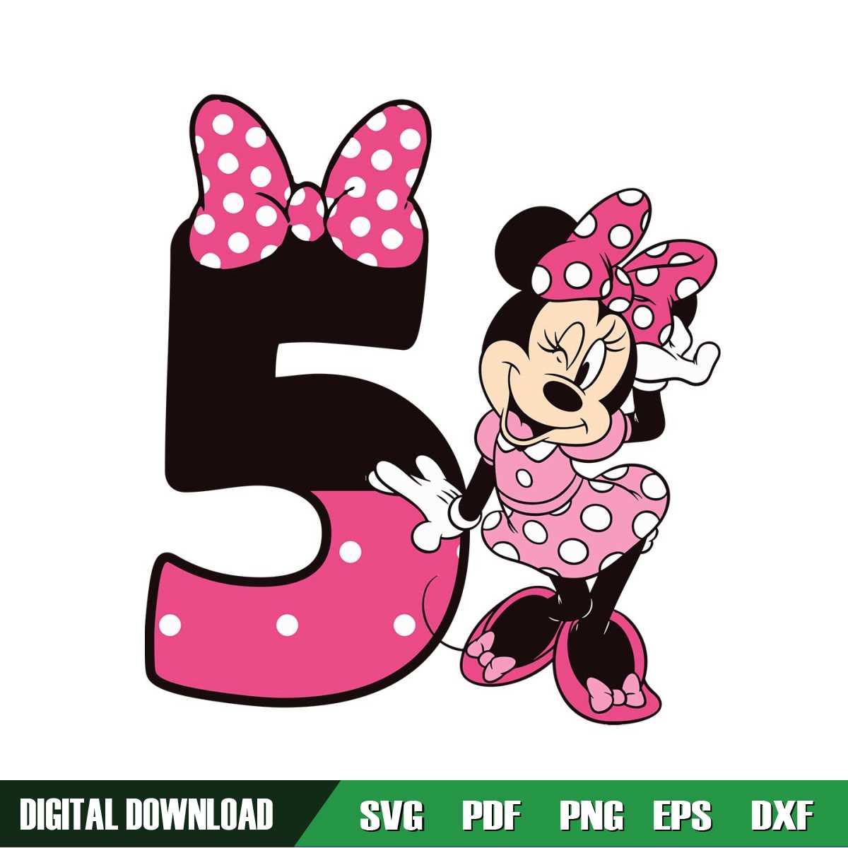 Happy Minnie Mouse Birthday 5th Svg | Inspire Uplift