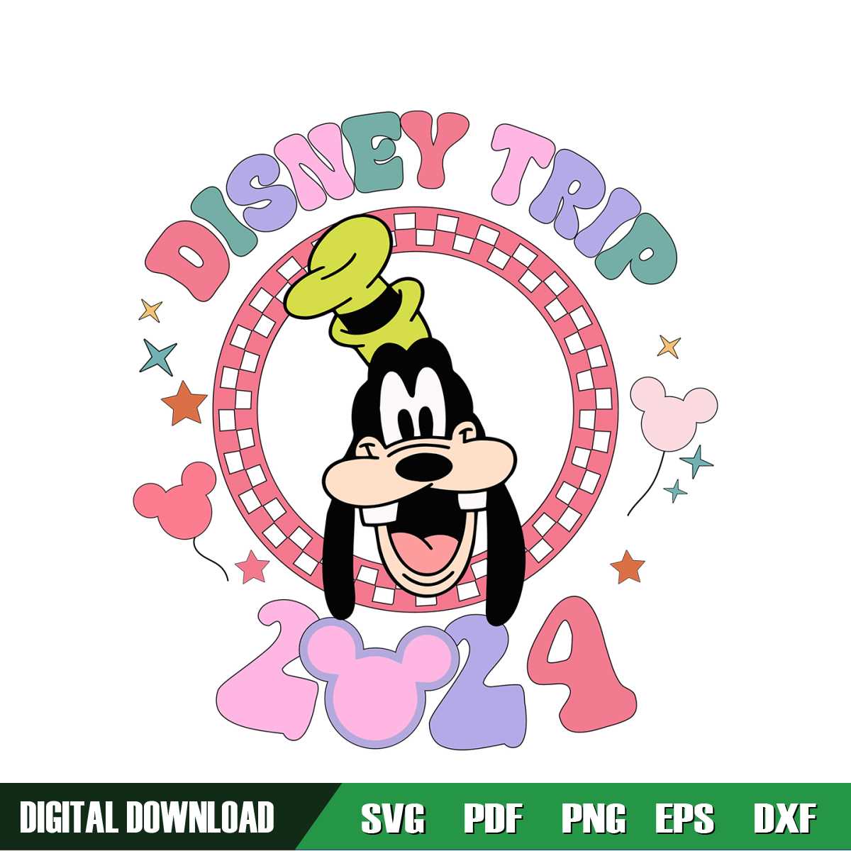 Disney Trip Checkered Goofy Dog Head SVG | Inspire Uplift