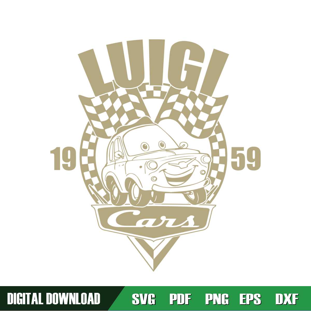 Disney Checkered Cars Racing Luigi Est 1959 SVG | Inspire Uplift