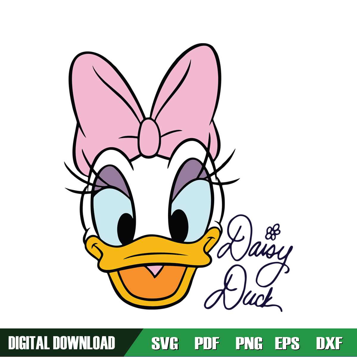 Smiling Face Disney Daisy Duck Signature SVG | Inspire Uplift