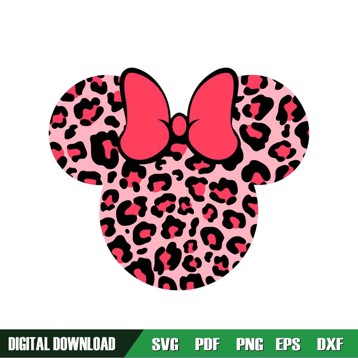 Minnie Mouse Leopard Print Head Valentine Day SVG | Inspire Uplift