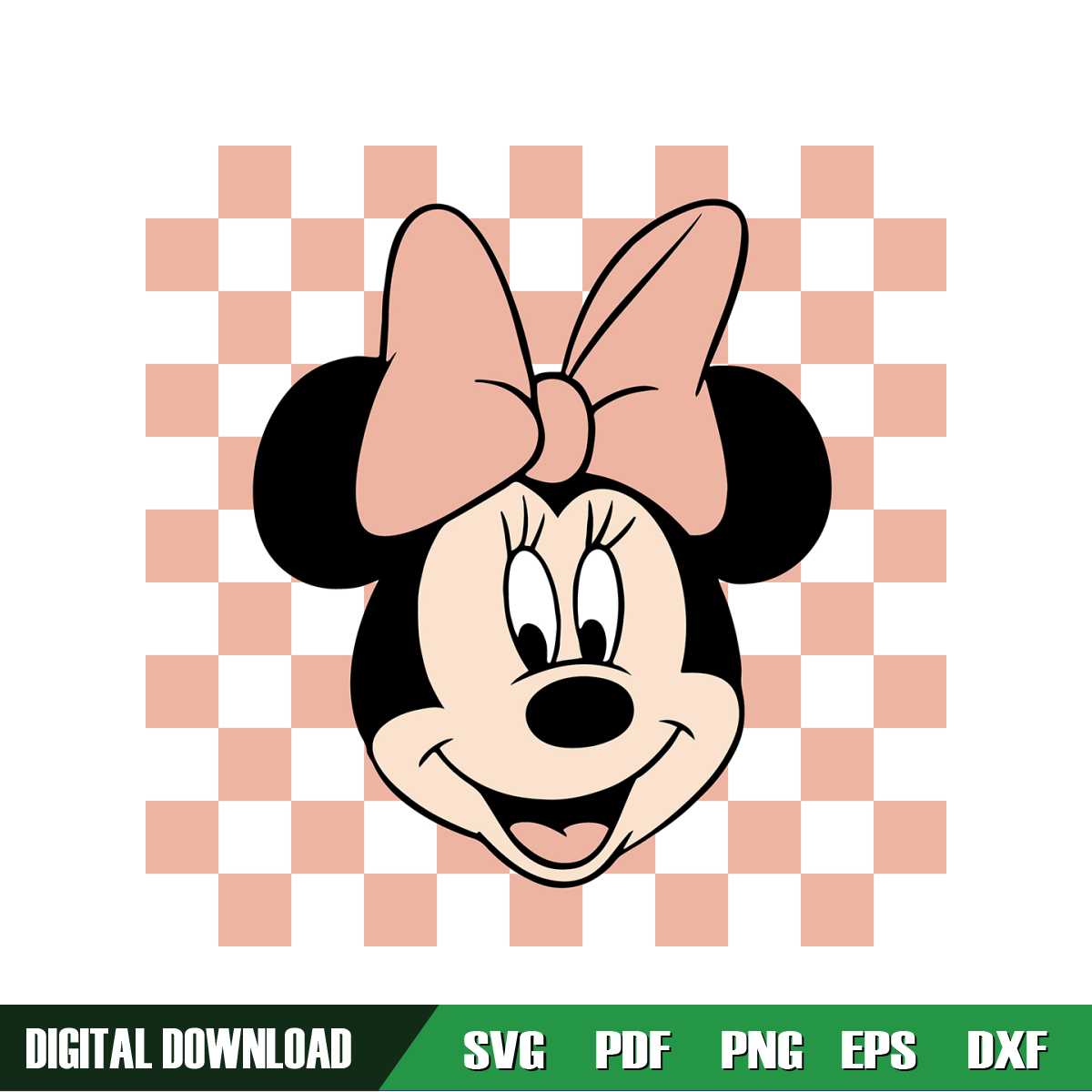 Minnie Mouse Head Checkered Pattern SVG | Inspire Uplift