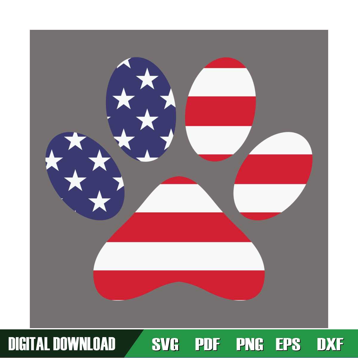 American Flag Dog Paw 4th Of July SVG | Inspire Uplift