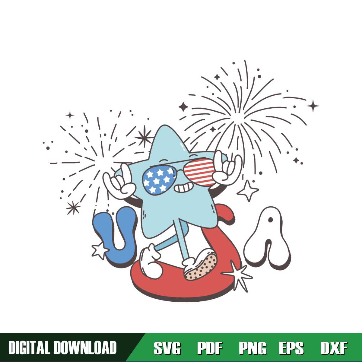 USA 4th Of July Patriotic Walking Star SVG | Inspire Uplift