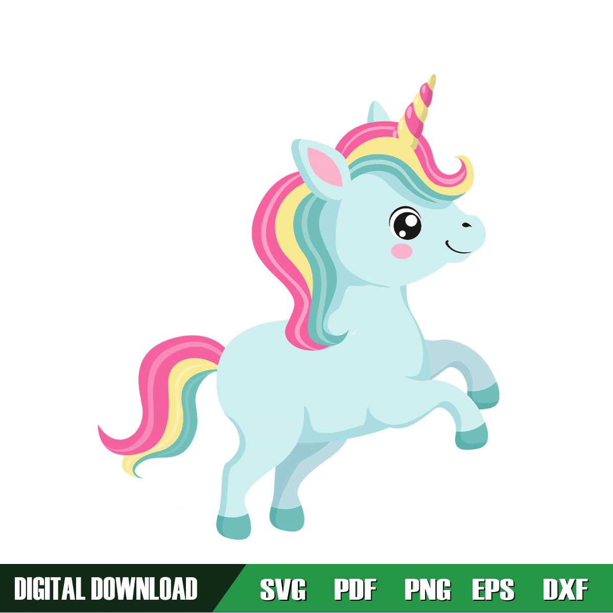 Cute Cartoon Rainbow Unicorn Clipart SVG - Inspire Uplift