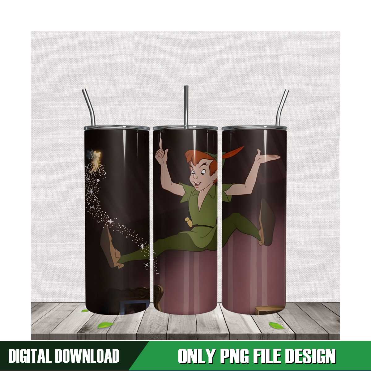 Red Peter Pan Fly With Tinker Bell Tumbler Sublimation PNG | Inspire Uplift