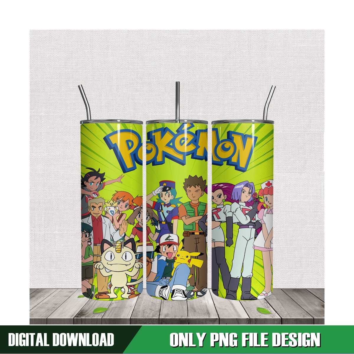 Pokemon Characters Skinny Tumbler Sublimation PNG | Inspire Uplift