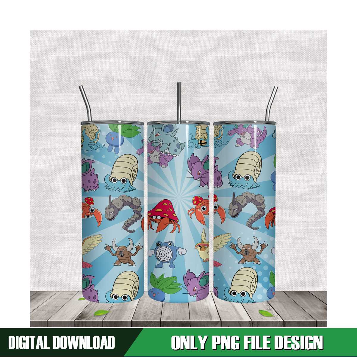 Pokemon 20oz Tumbler Sublimation Wrap PNG | Inspire Uplift
