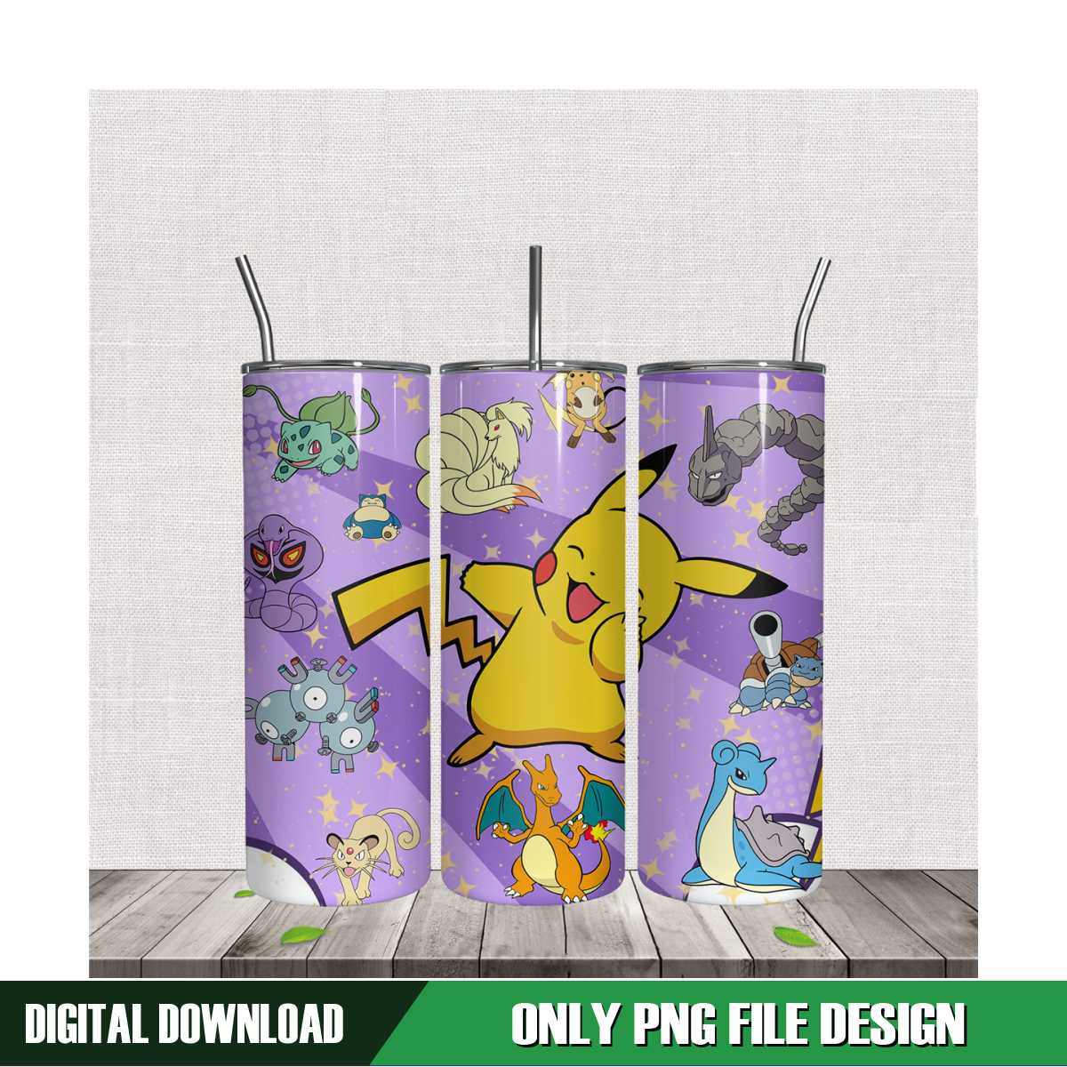Pokemon Design Pikachu Tumbler Sublimation PNG | Inspire Uplift