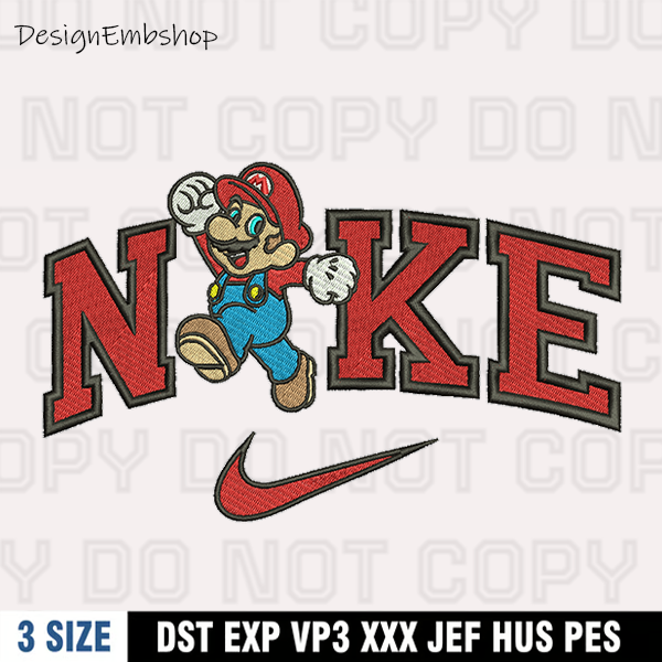 Nike Super Mario Embroidery Designs, Nike Embroidery Files, | Inspire ...