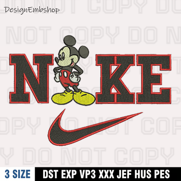 Nike Mickey Mouse Embroidery Designs, Nike Embroidery Files, | Inspire ...