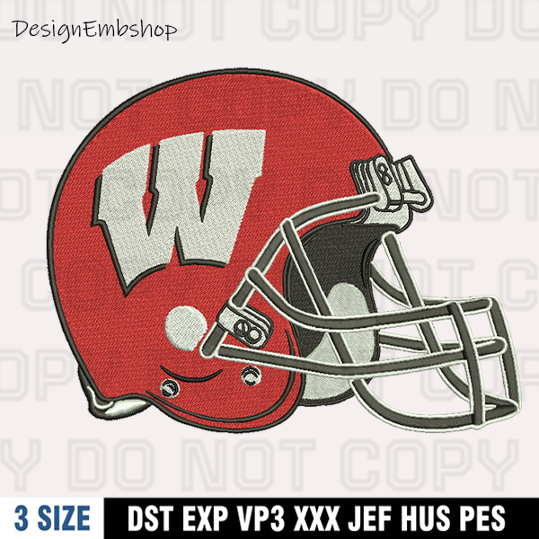 Wisconsin Badgers Football Helmet Embroidery Designs, NFL Em | Inspire ...