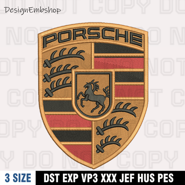 Porsche Logo Embroidery Designs, Transport Embroidery Files, | Inspire ...