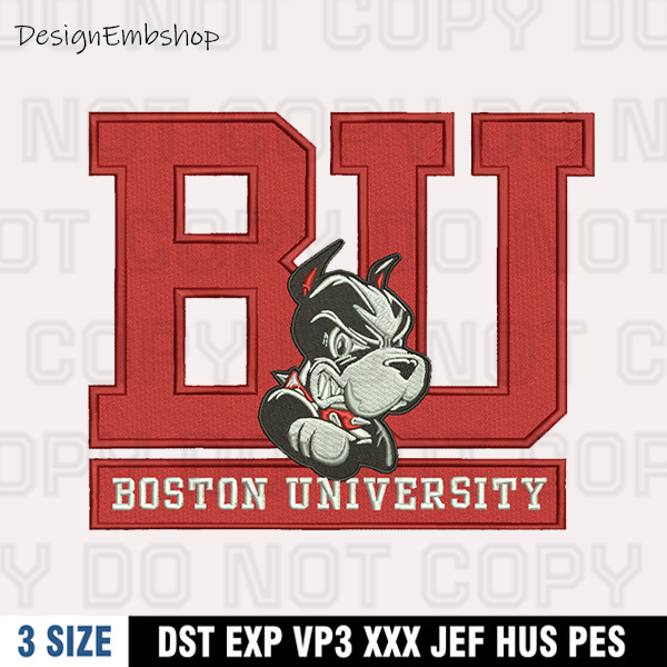 Boston University Terriers Logo Embroidery Design File, Ncaa | Inspire ...