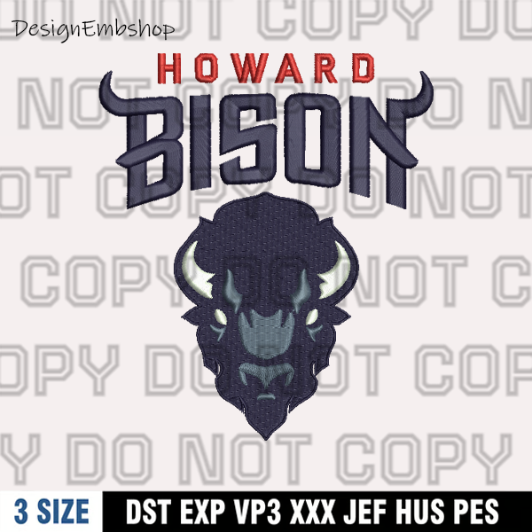 Howard Bison Logo Embroidery Design,Logo embroidery, Embroid | Inspire ...