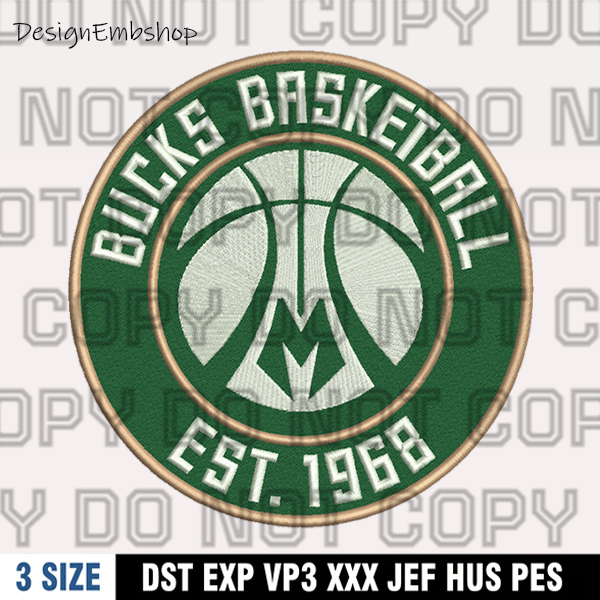 Milwaukee Bucks Logo Embroidery Design Files, NBA Teams Embr | Inspire ...