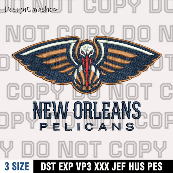 New Orleans Pelicans Logo Embroidery Design Files, NBA Teams - Inspire Uplift