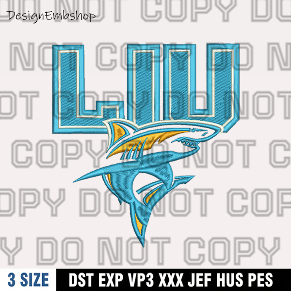 LIU Sharks Logos Embroidery Design ,Logo embroidery, Embroid | Inspire ...