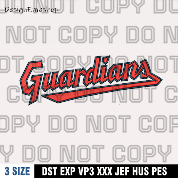 Cleveland Guardians Wordmark Logos Embroidery Designs, MLB L | Inspire ...