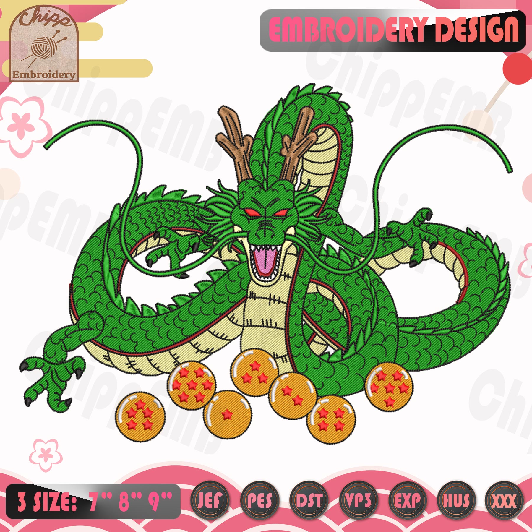 Dragon Shenron Embroidery Design, Dragon Ball Embroidery Des | Inspire ...